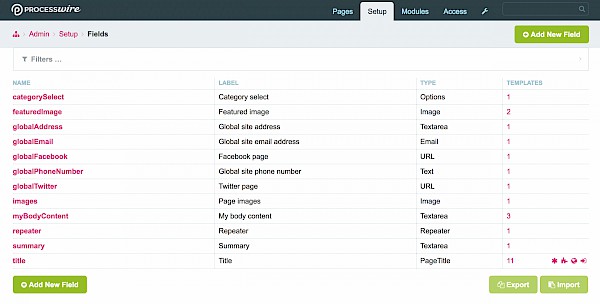Processwire Fields And How To Create Them