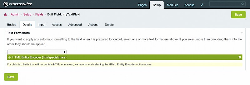 Processwire fields and how to create them