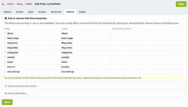 Processwire fields and how to create them