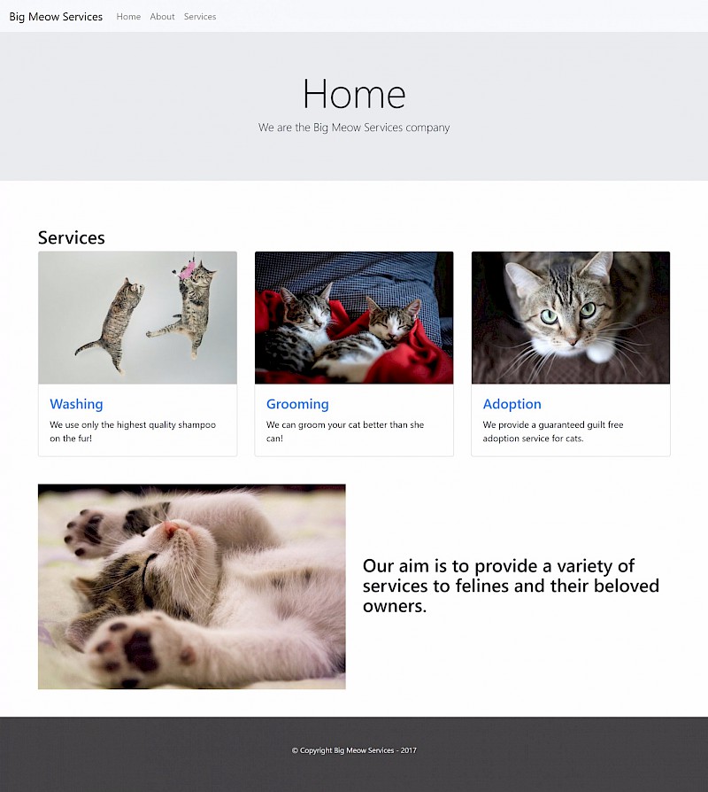 Building a website with bootstrap 4 - direct output template strategy